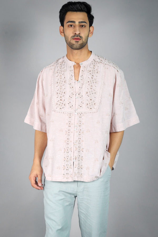 Dexter Men's Cutwork Embroidered Shirt | Thefinespun