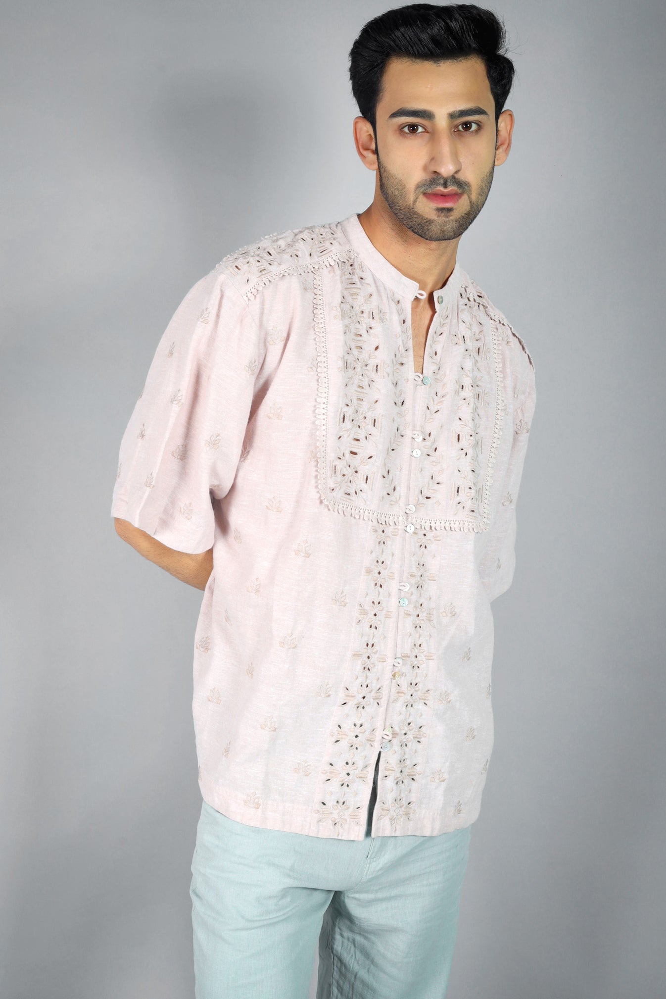 Dexter Men's Cutwork Embroidered Shirt | Thefinespun