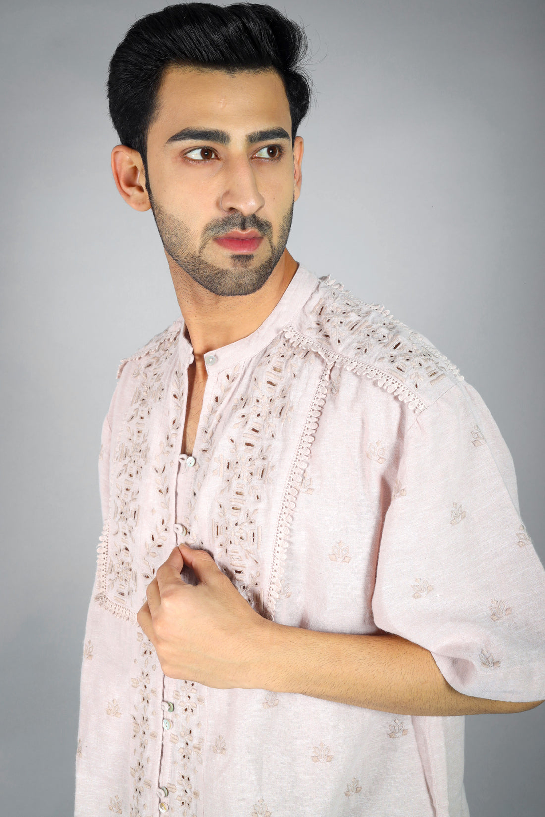 Dexter Men's Cutwork Embroidered Shirt | Thefinespun